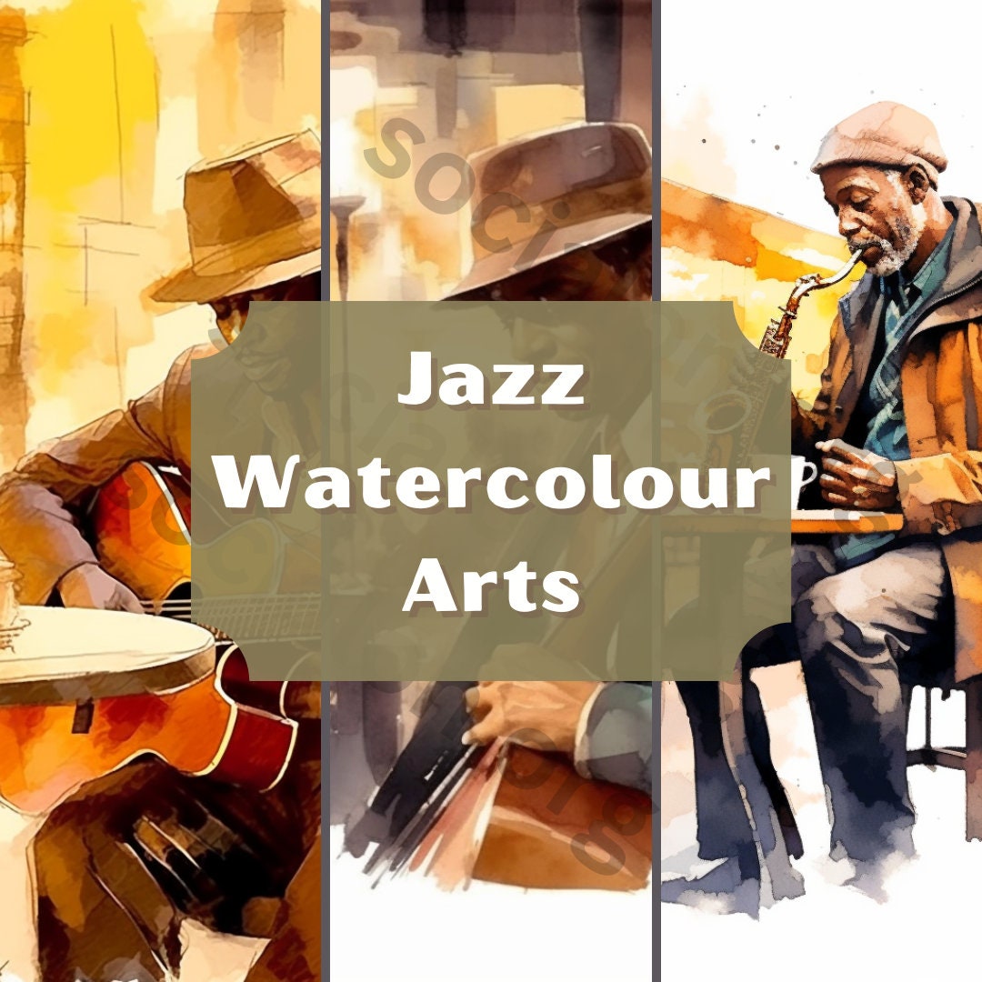 Watercolour Jazz Poster - Set of 3, Wall Art, Ambient, Commercial Use ...