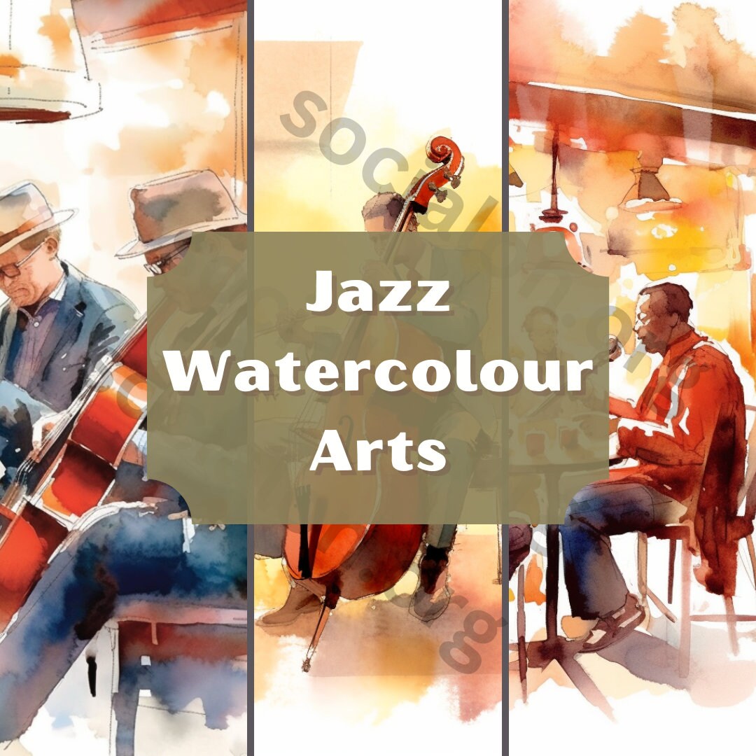 Watercolour Jazz Poster - Set of 3, Wall Art, Ambient, Commercial Use ...