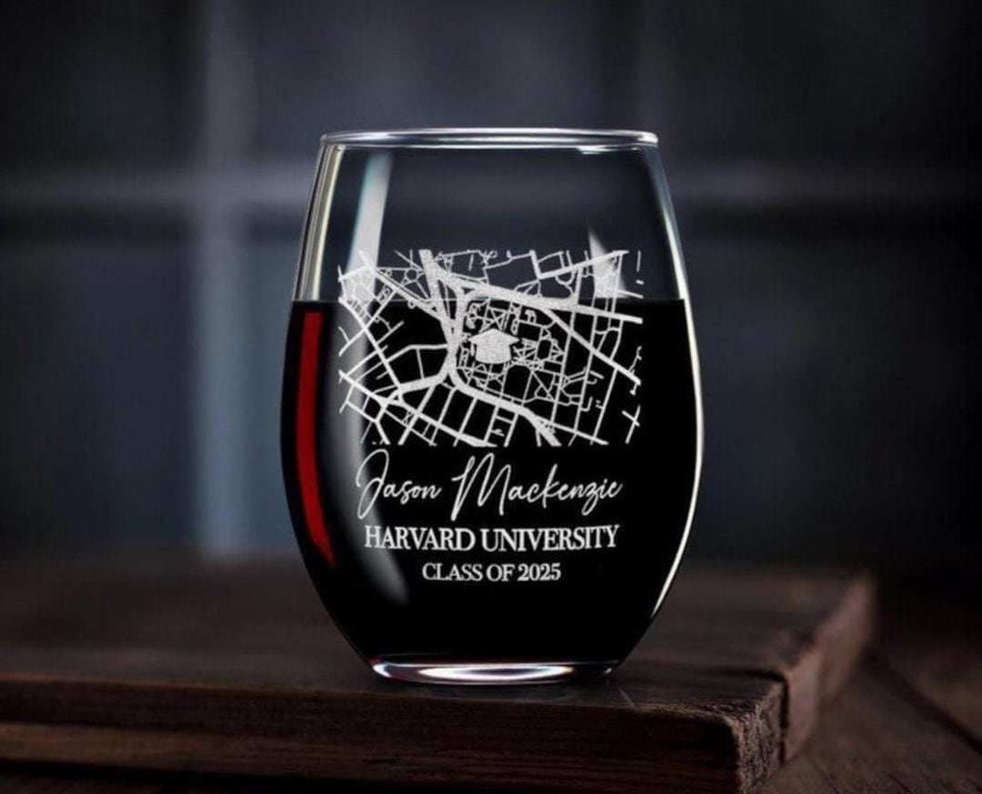 Custom Campus Map Wine Glass – Graduation Gift for Him or Her, Engraved ...