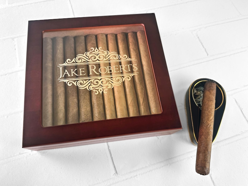 Custom Engraved Cigar Box – Glass Lid Humidor for Dad – Best Christmas ...