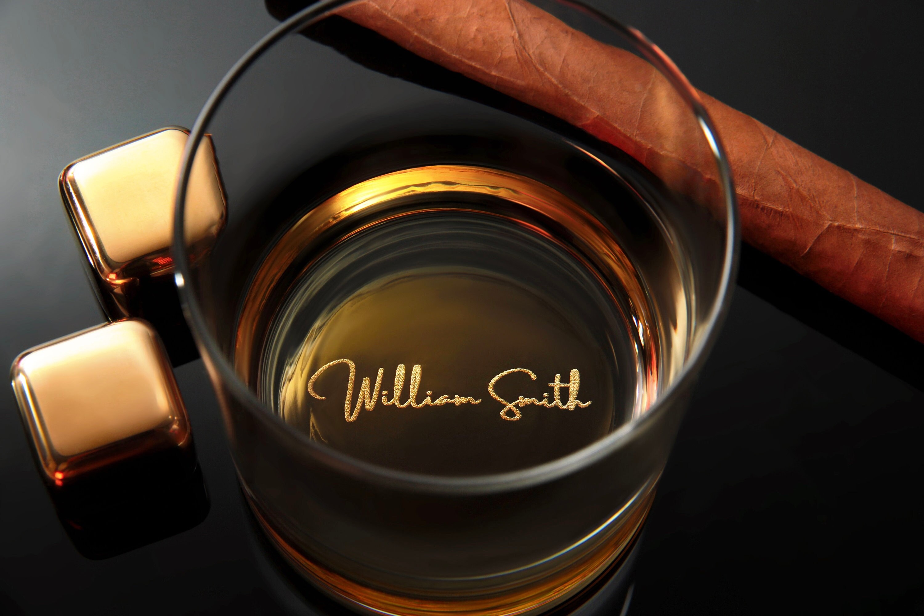Custom Whiskey Glass With Premium Quality Side and Bottom Engraving for ...