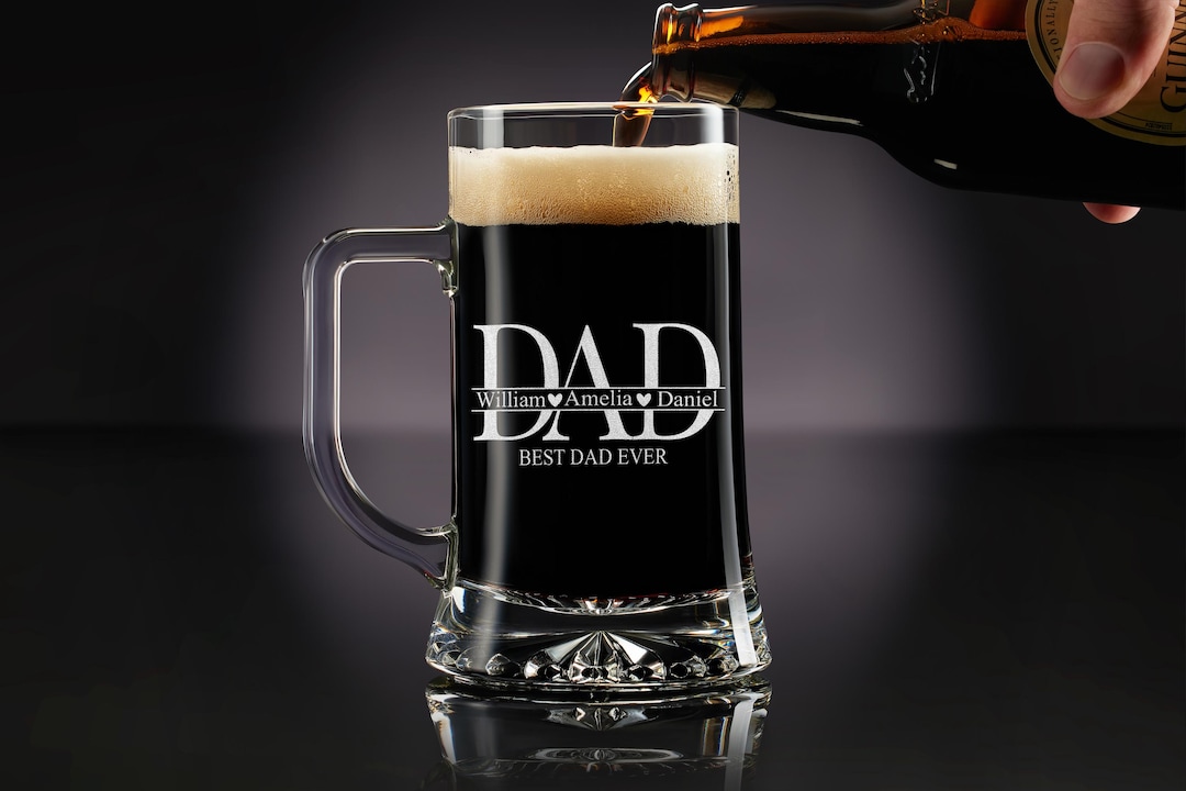 Personalized Beer Mug for Dad, Custom Gift With Engraving Names for Dad ...