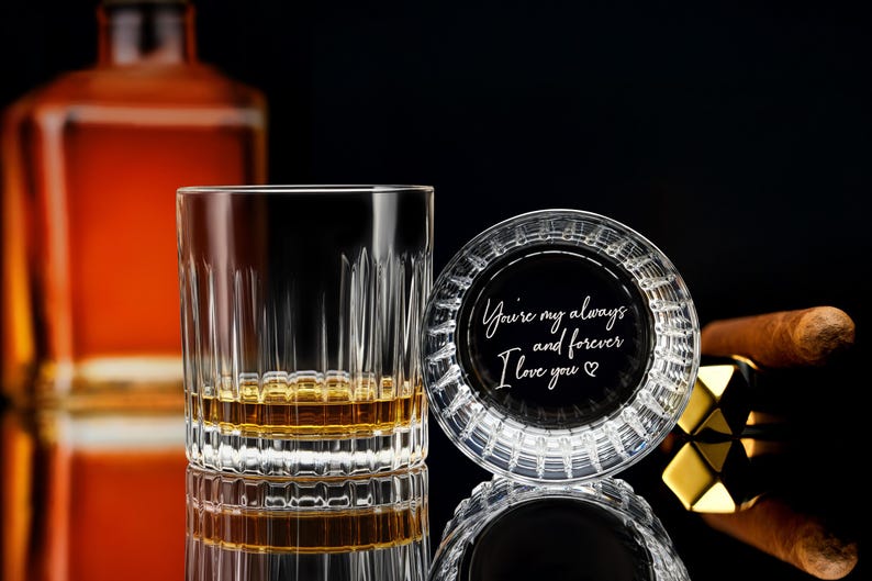Custom Whiskey Glass With Premium Quality Side and Bottom Engraving for ...