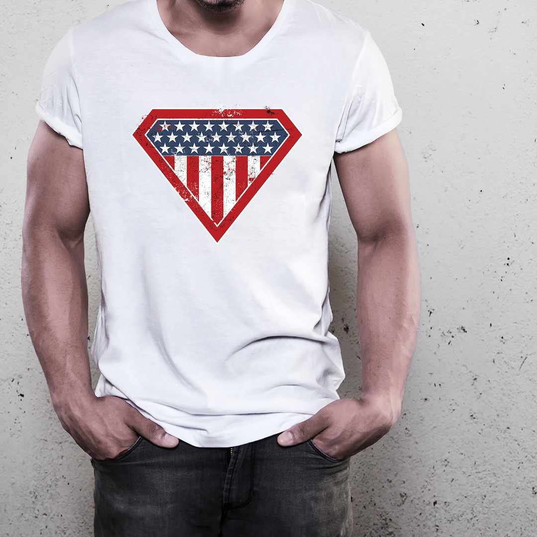Patriotic Superhero Dad Shirt - American Flag & Hero Emblem - Perfect ...