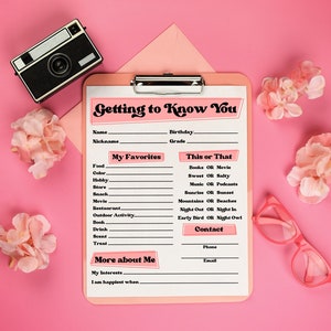 Get to Know You, Getting to Know You Page, Get to Know You Printable ...