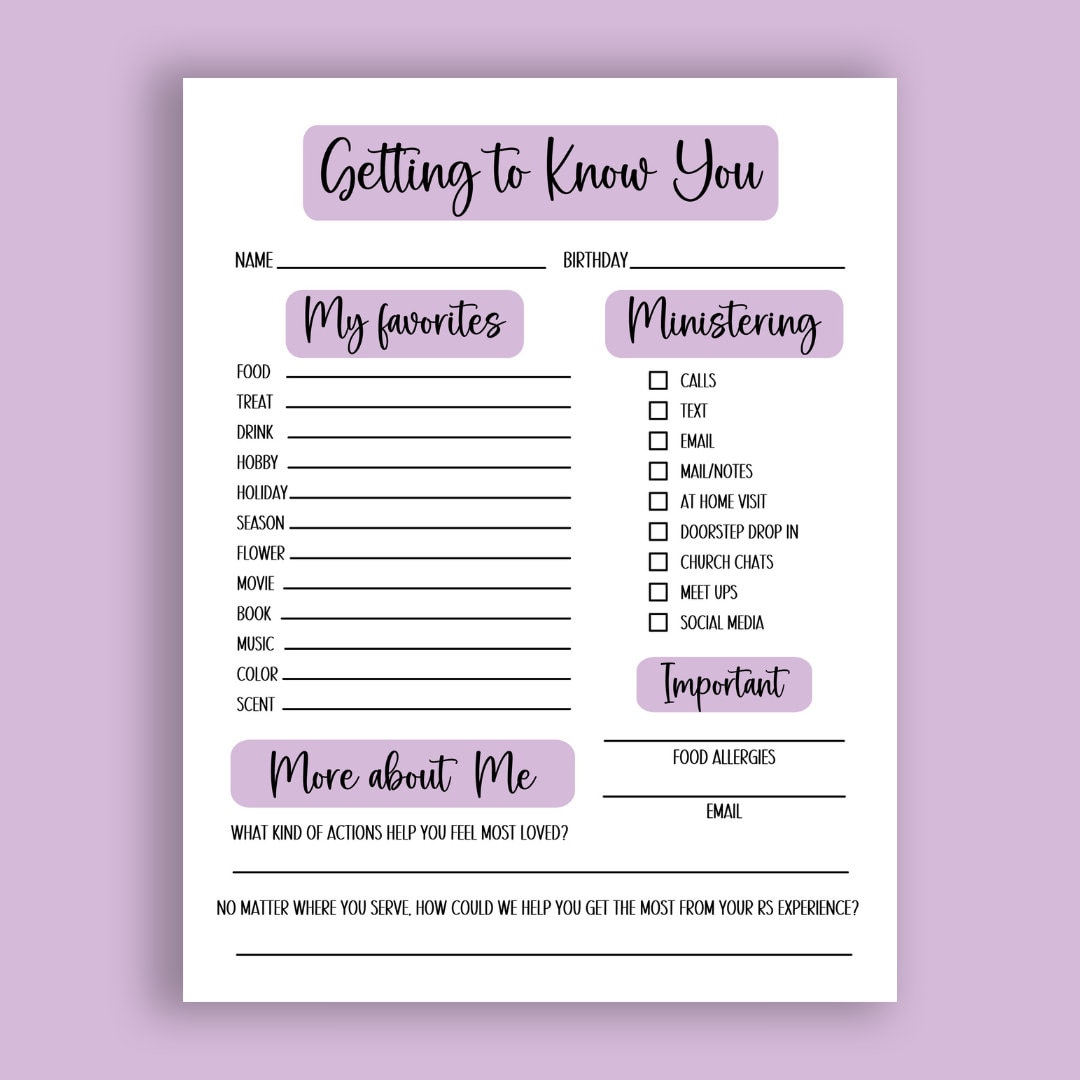 Relief Society Get to Know You, Relief Society Getting to Know You Page ...