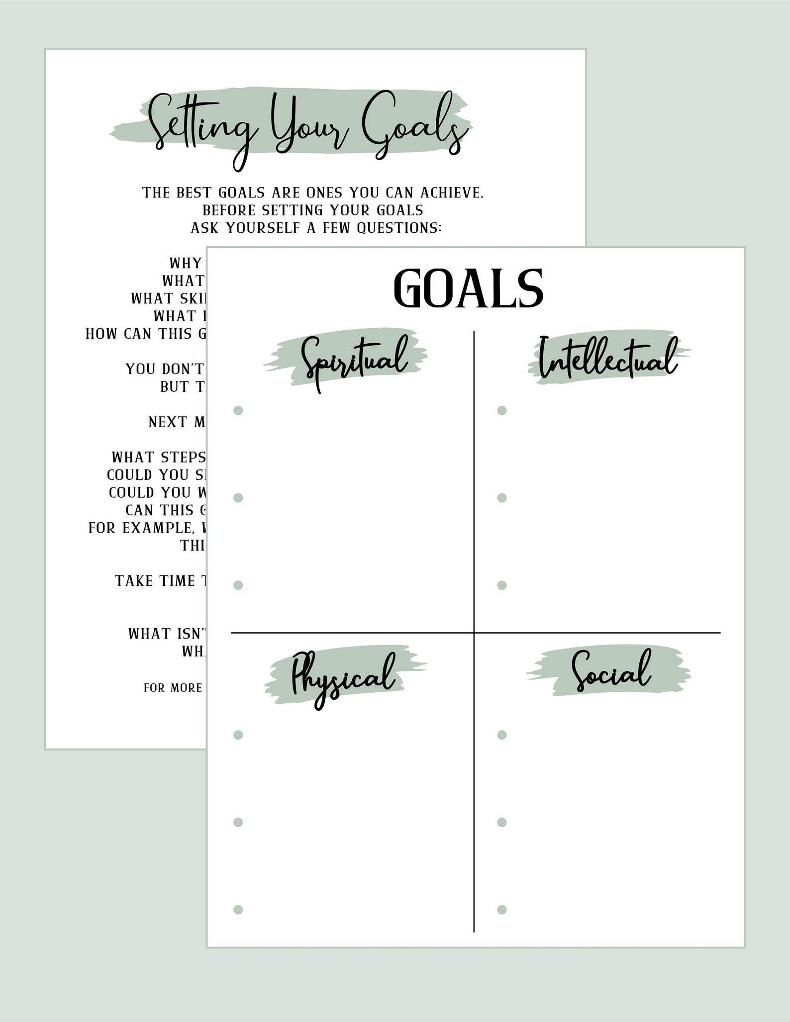 Youth Four Goals Printable Sheet, LDS Youth Goals Printable, Goal Sheet ...
