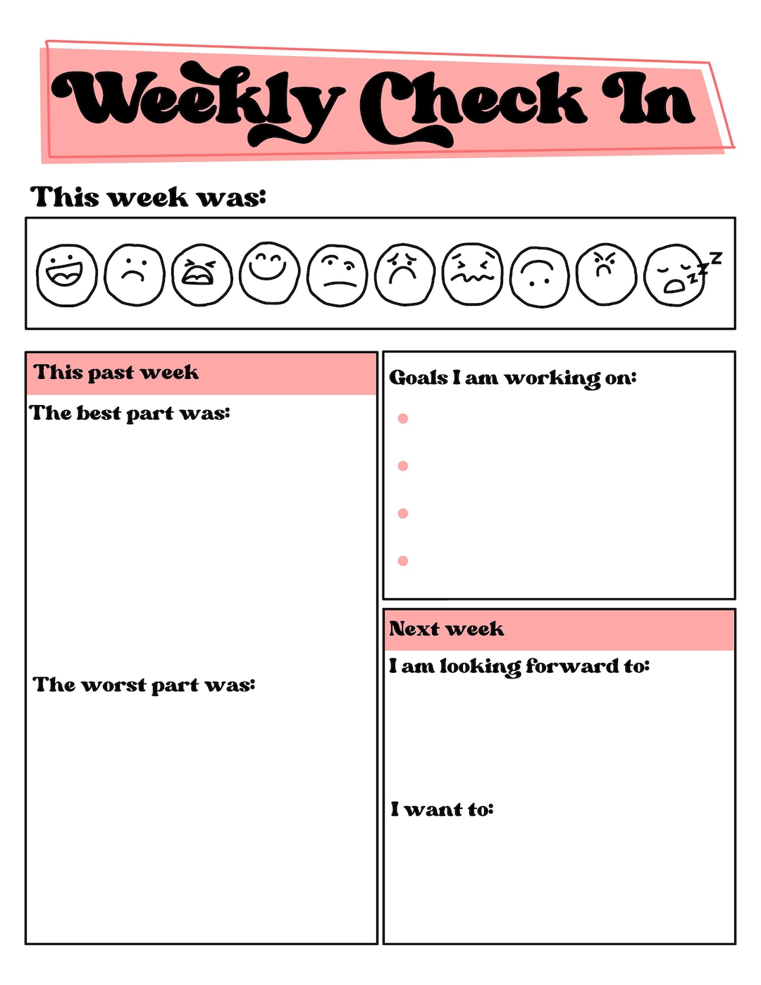 Weekly Check In, Weekly Checkup, Weekly Self Check, YW Self Check ...