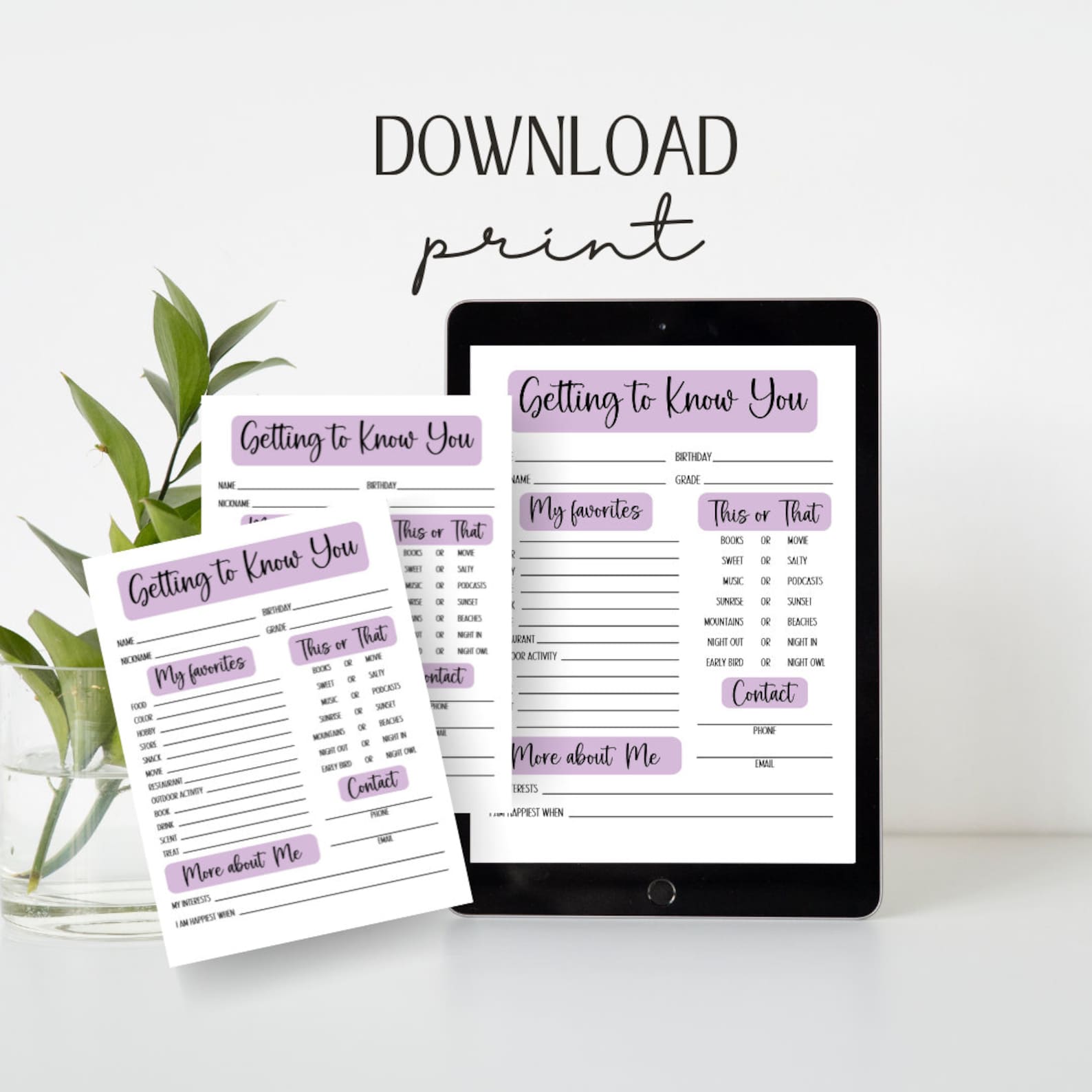 Get to Know You, Getting to Know You Page, Get to Know You Printable ...