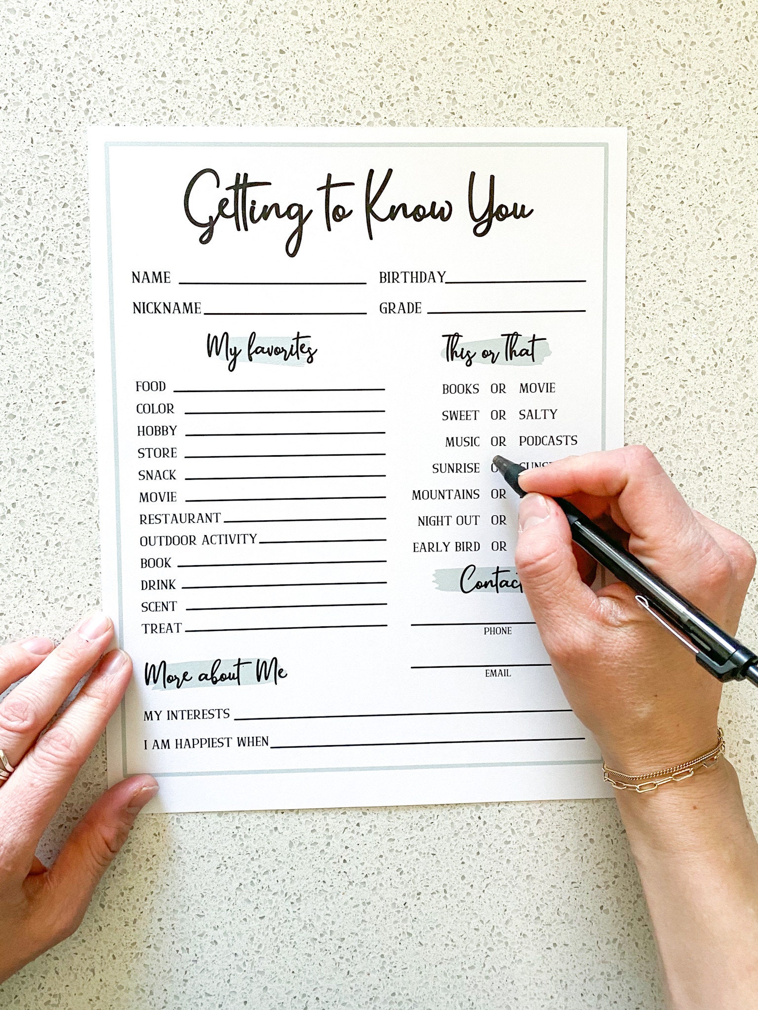 Get to Know You, Getting to Know You Page, Get to Know You Printable ...