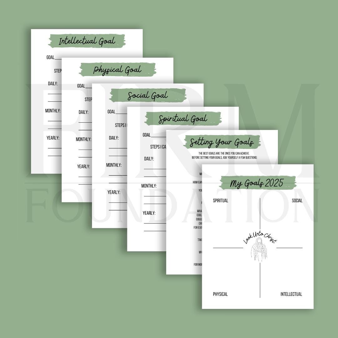 Youth Four Goals Printable Notebook, LDS Youth Goals Printable, Goal ...