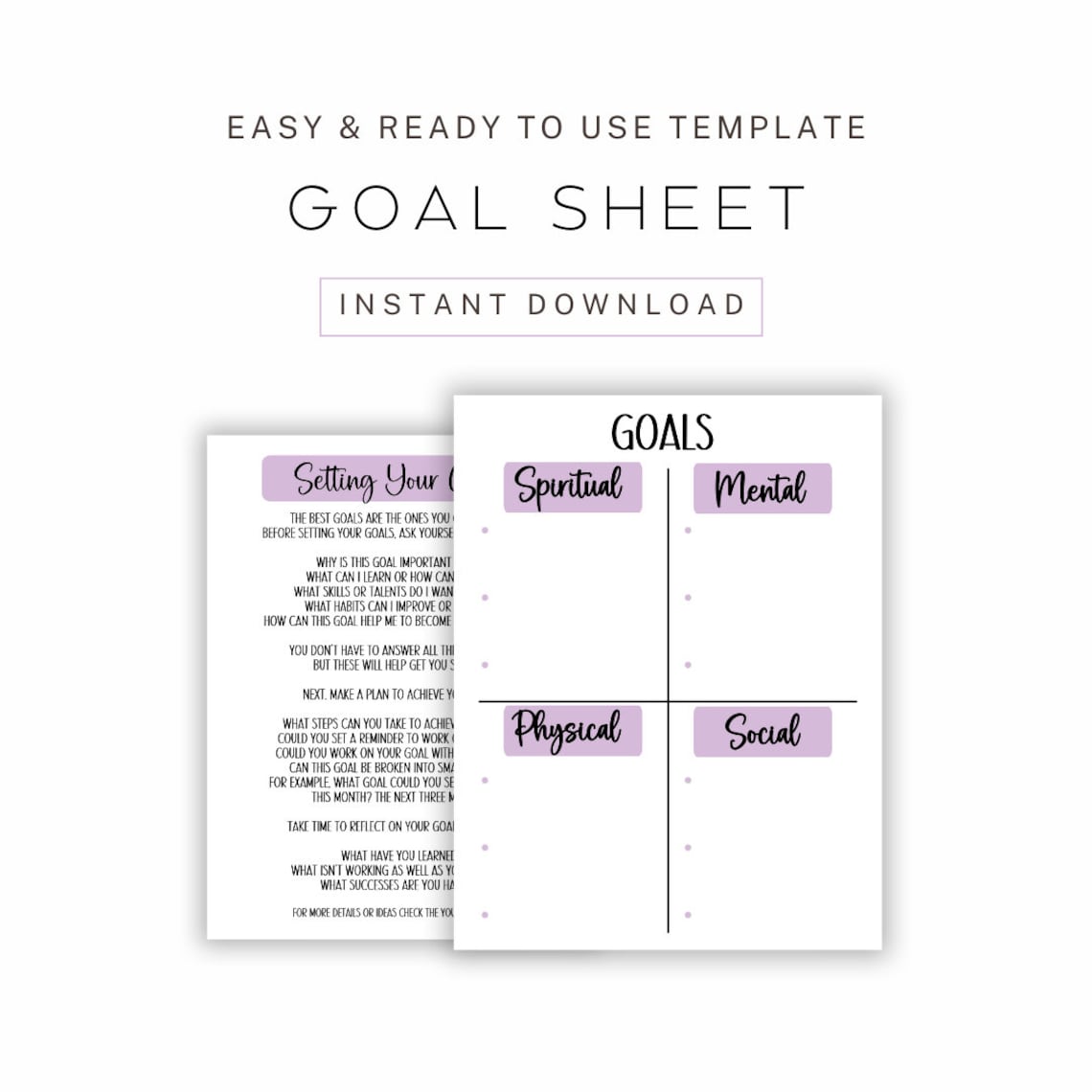 Youth Four Goals Printable Sheet, LDS Youth Goals Printable, Goal Sheet ...