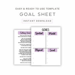 Youth Four Goals Printable Sheet, LDS Youth Goals Printable, Goal Sheet ...