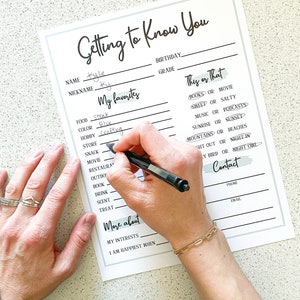 Get to Know You, Getting to Know You Page, Get to Know You Printable ...