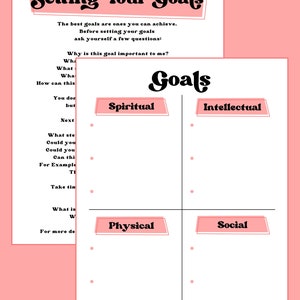Youth Four Goals Printable Sheet, LDS Youth Goals Printable, Goal Sheet ...