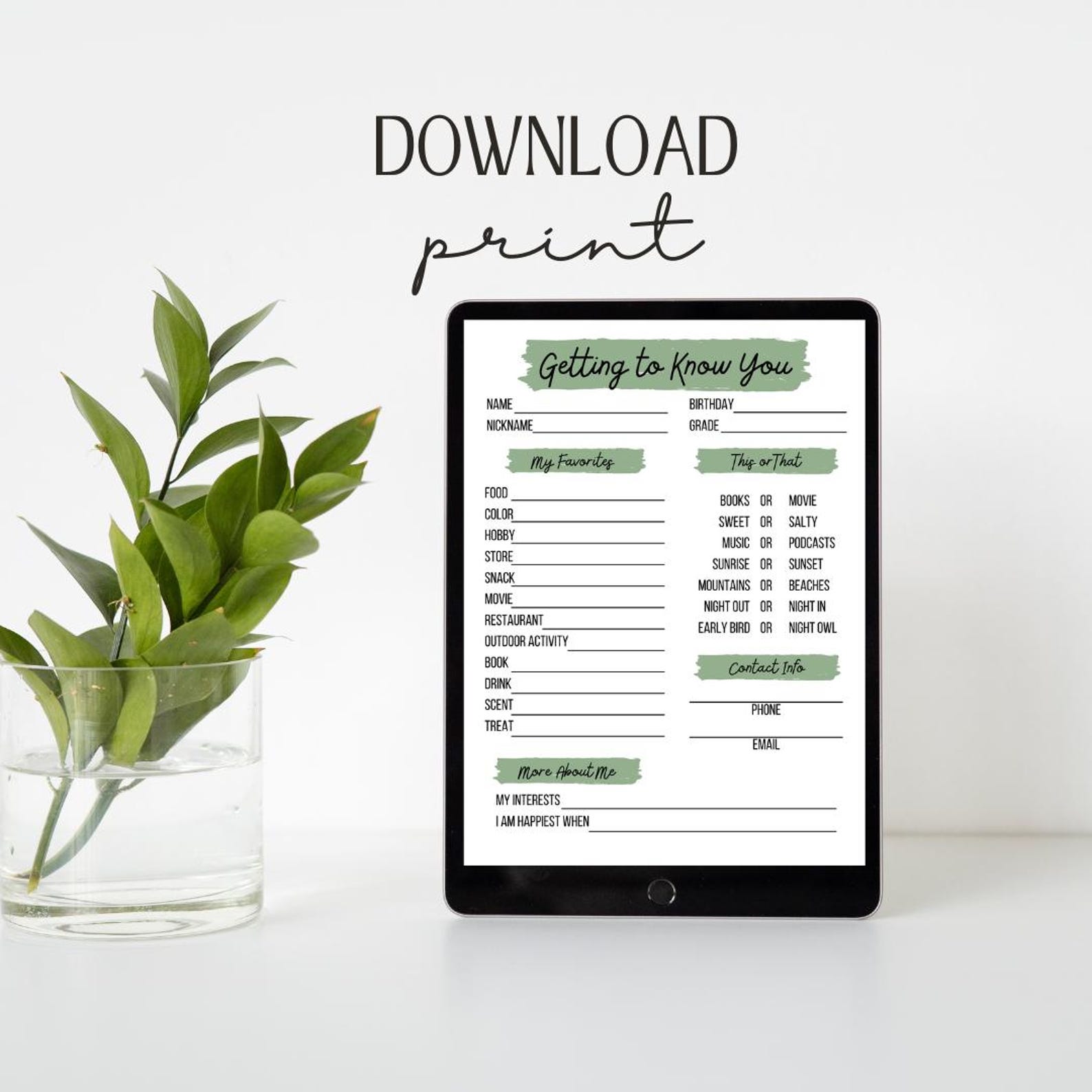 Editable Get to Know You, Getting to Know You Page, Get to Know You ...