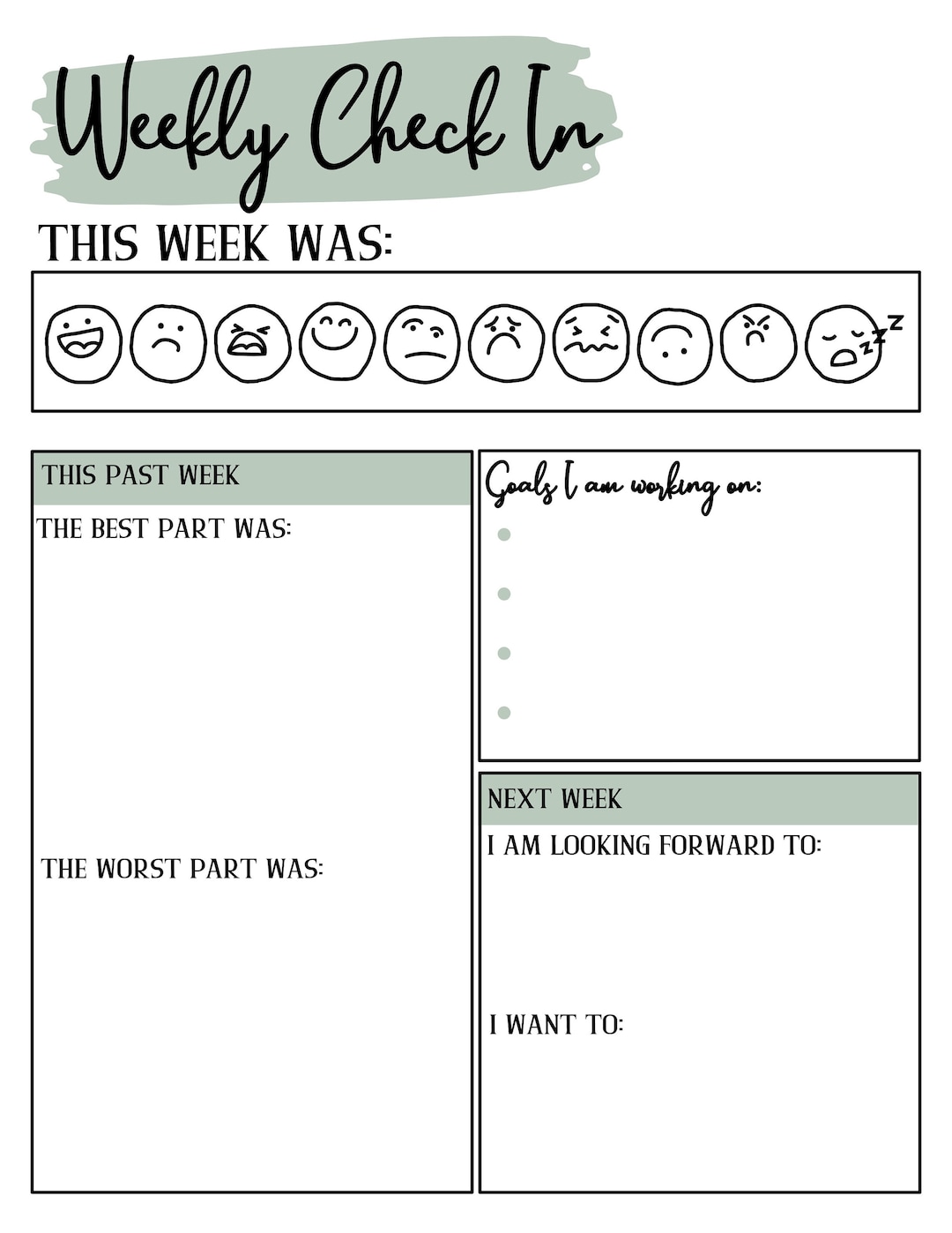 Weekly Check In, Weekly Checkup, Weekly Self Check, YW Self Check ...