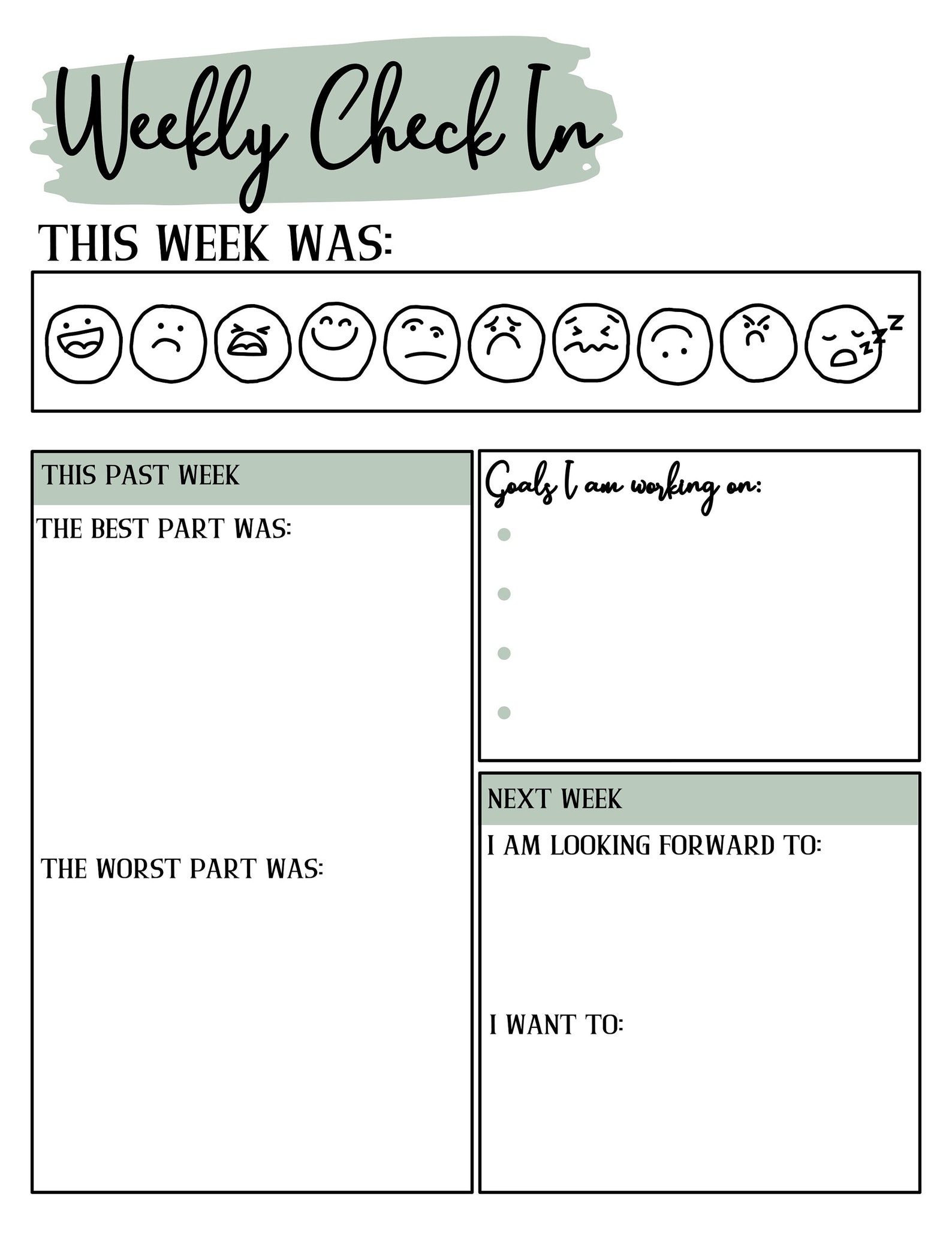 Weekly Check In, Weekly Checkup, Weekly Self Check, YW Self Check ...