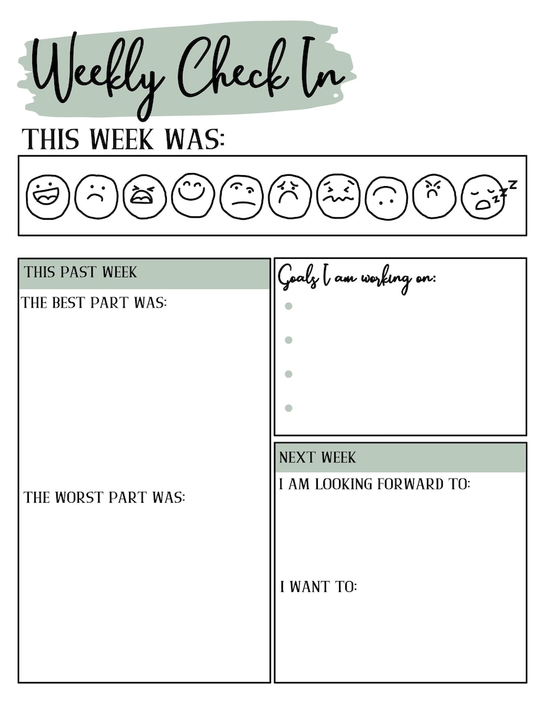 Weekly Check In, Weekly Checkup, Weekly Self Check, YW Self Check ...