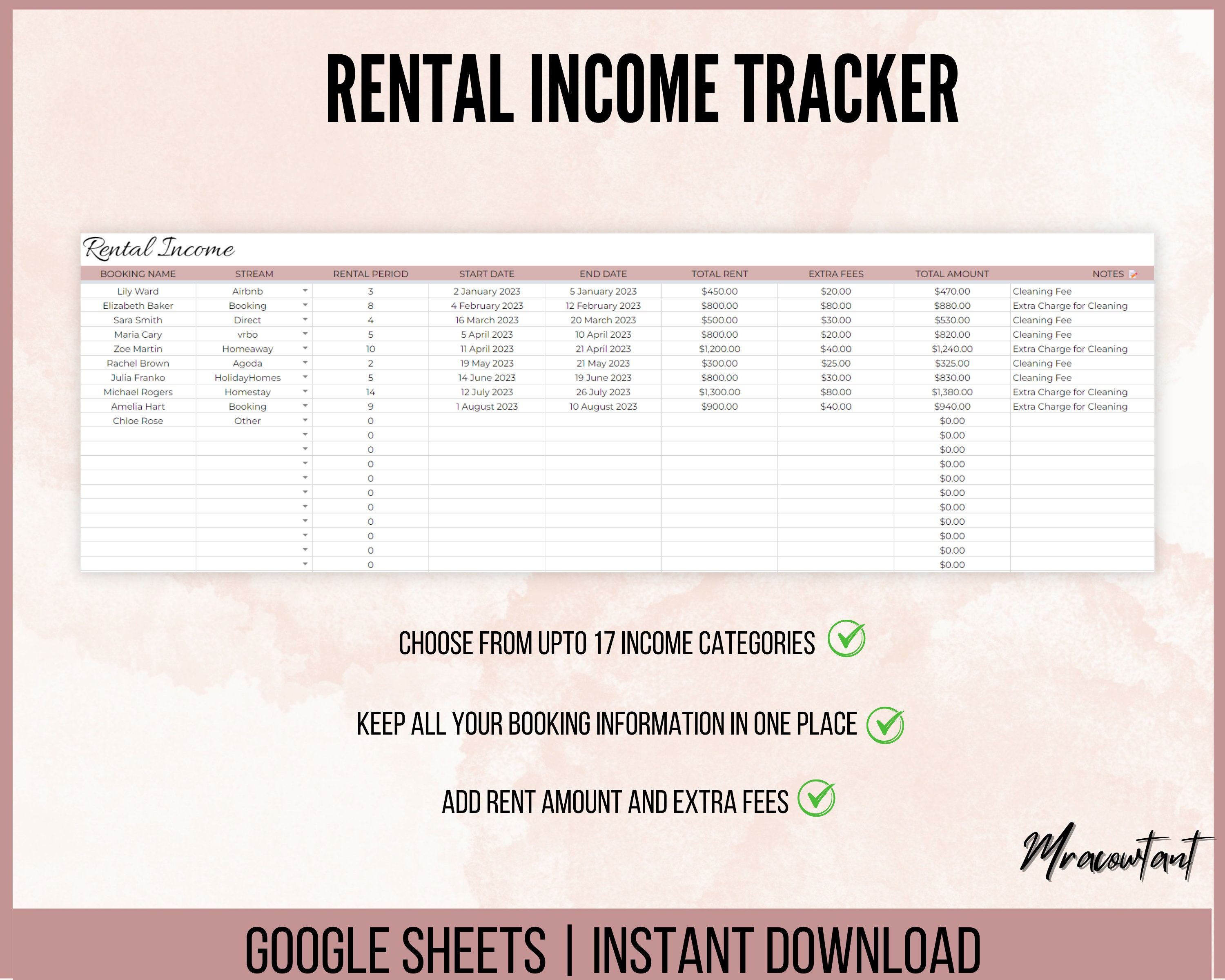 Airbnb Income and Expense Tracker, Airbnb Income Spreadsheet, Property ...
