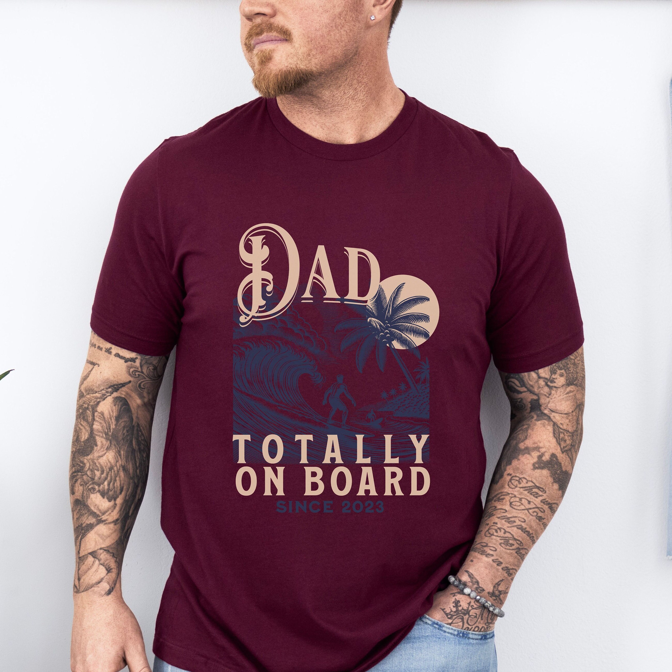 Personalised Dad Retro Surfer Beach Shirt, Dad Since, Surfer Dad ...