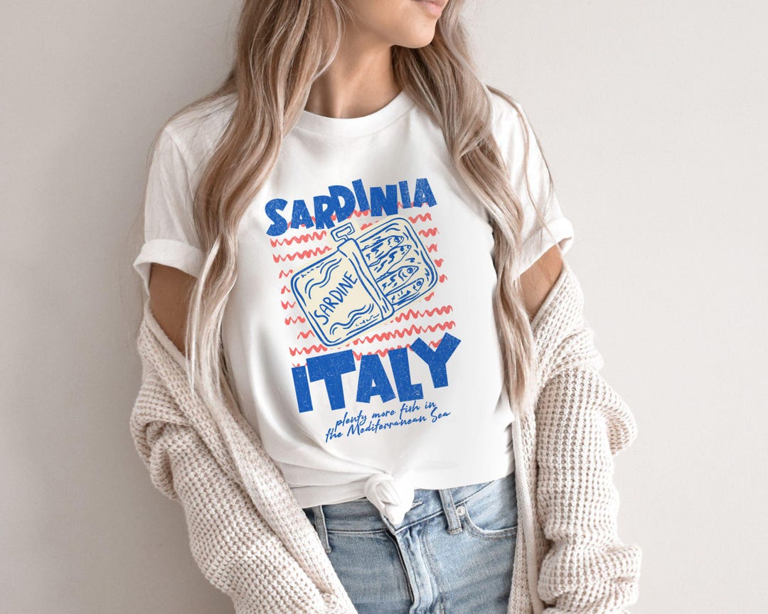 Retro Italian Vacation Shirt, Coastal Tshirt, Sardinia Fish Tee ...