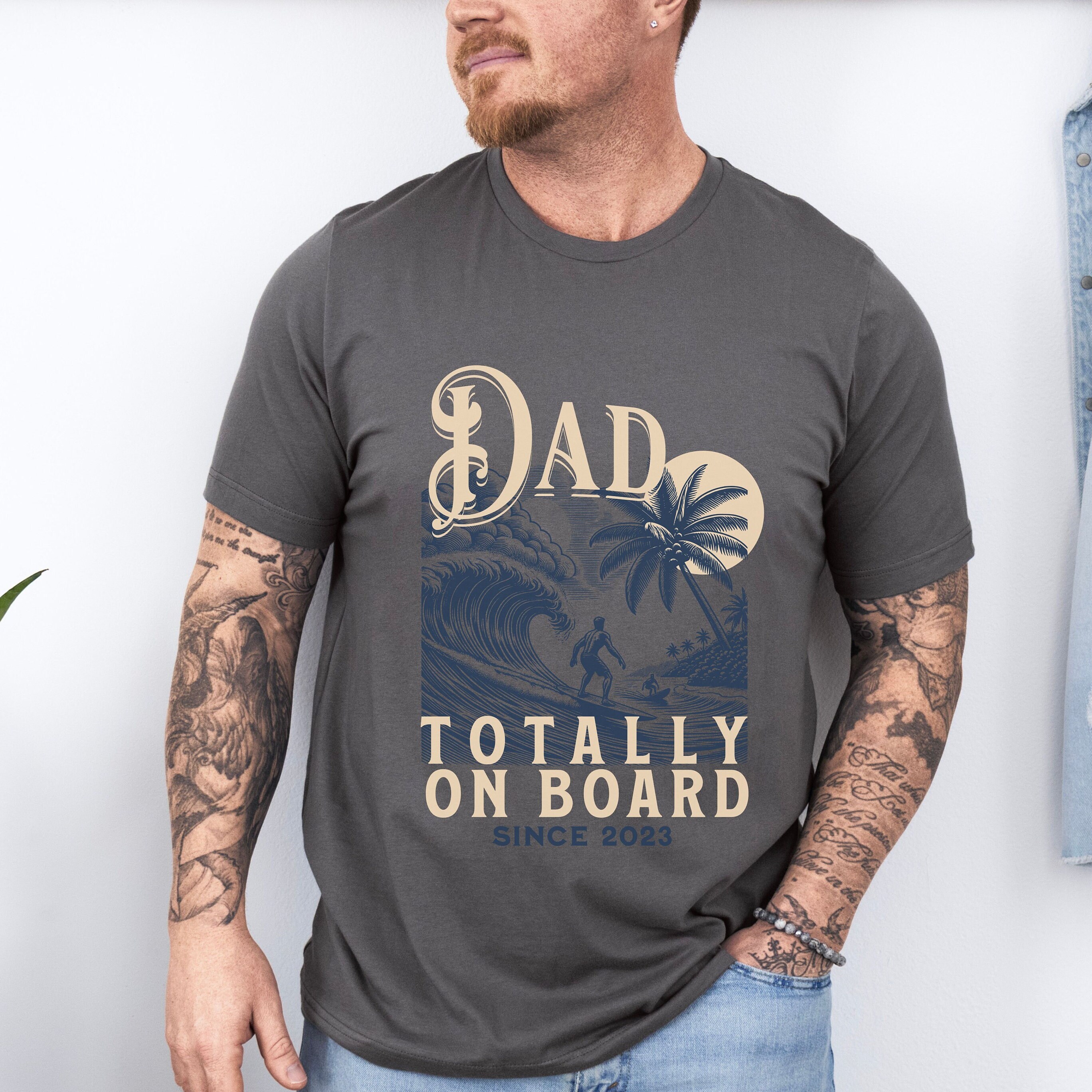 Personalised Dad Retro Surfer Beach Shirt, Dad Since, Surfer Dad ...