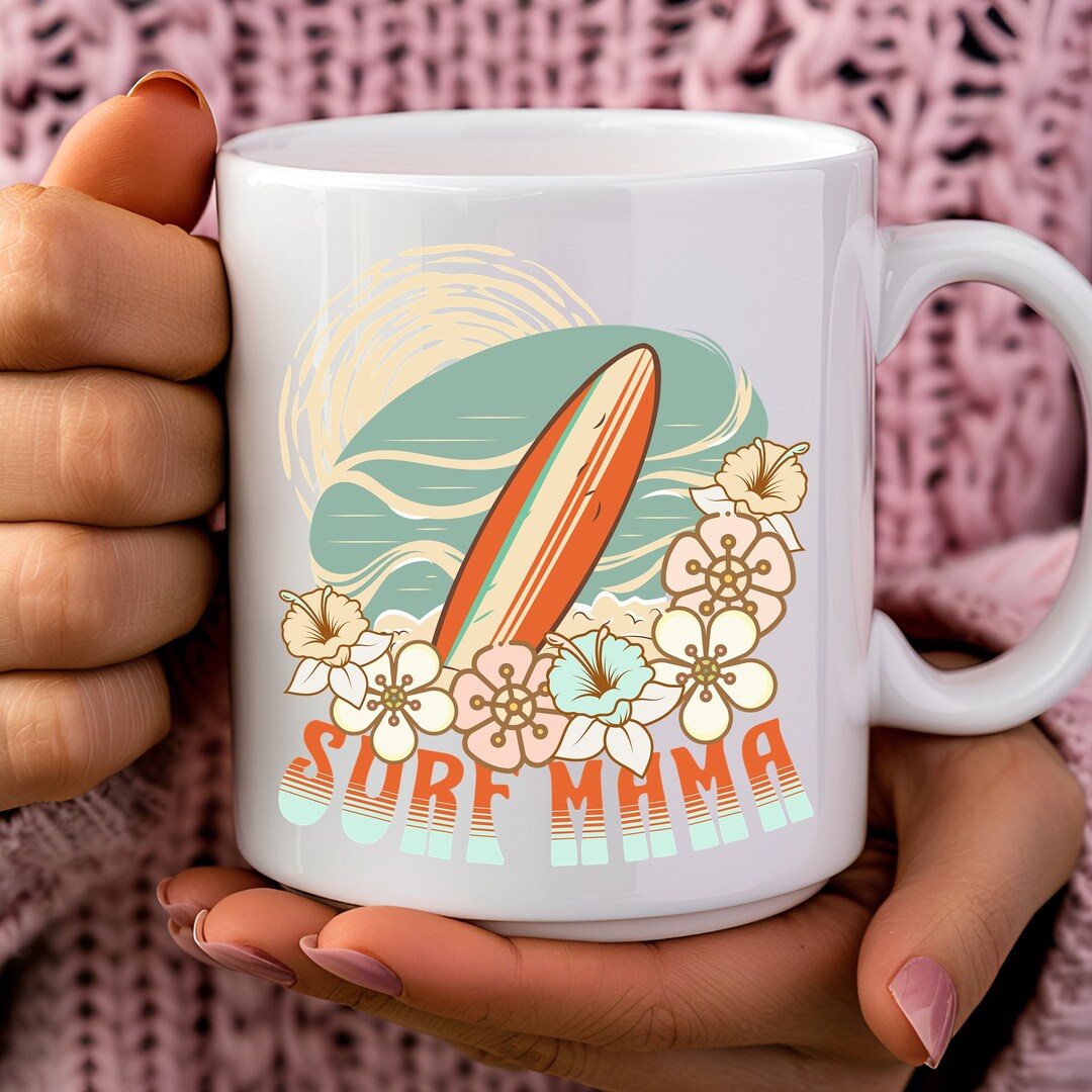 Coastal Surf Mug, Coconut Girl Aesthetic, Surfing Lover Mama, Trendy ...