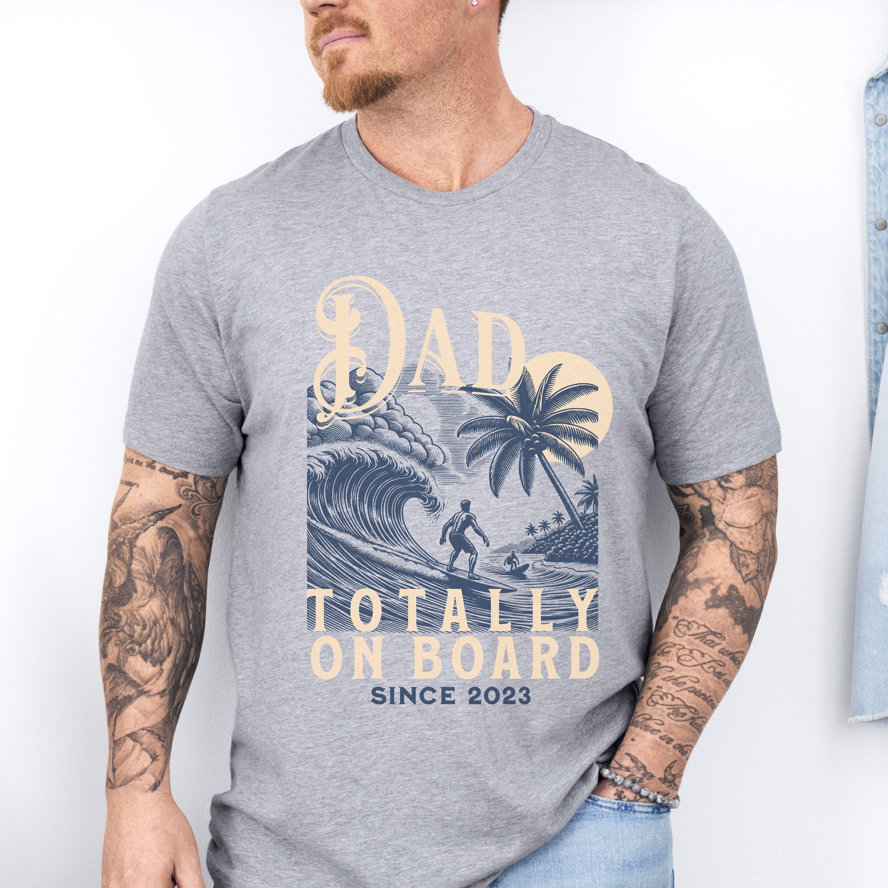 Personalised Dad Retro Surfer Beach Shirt, Dad Since, Surfer Dad ...