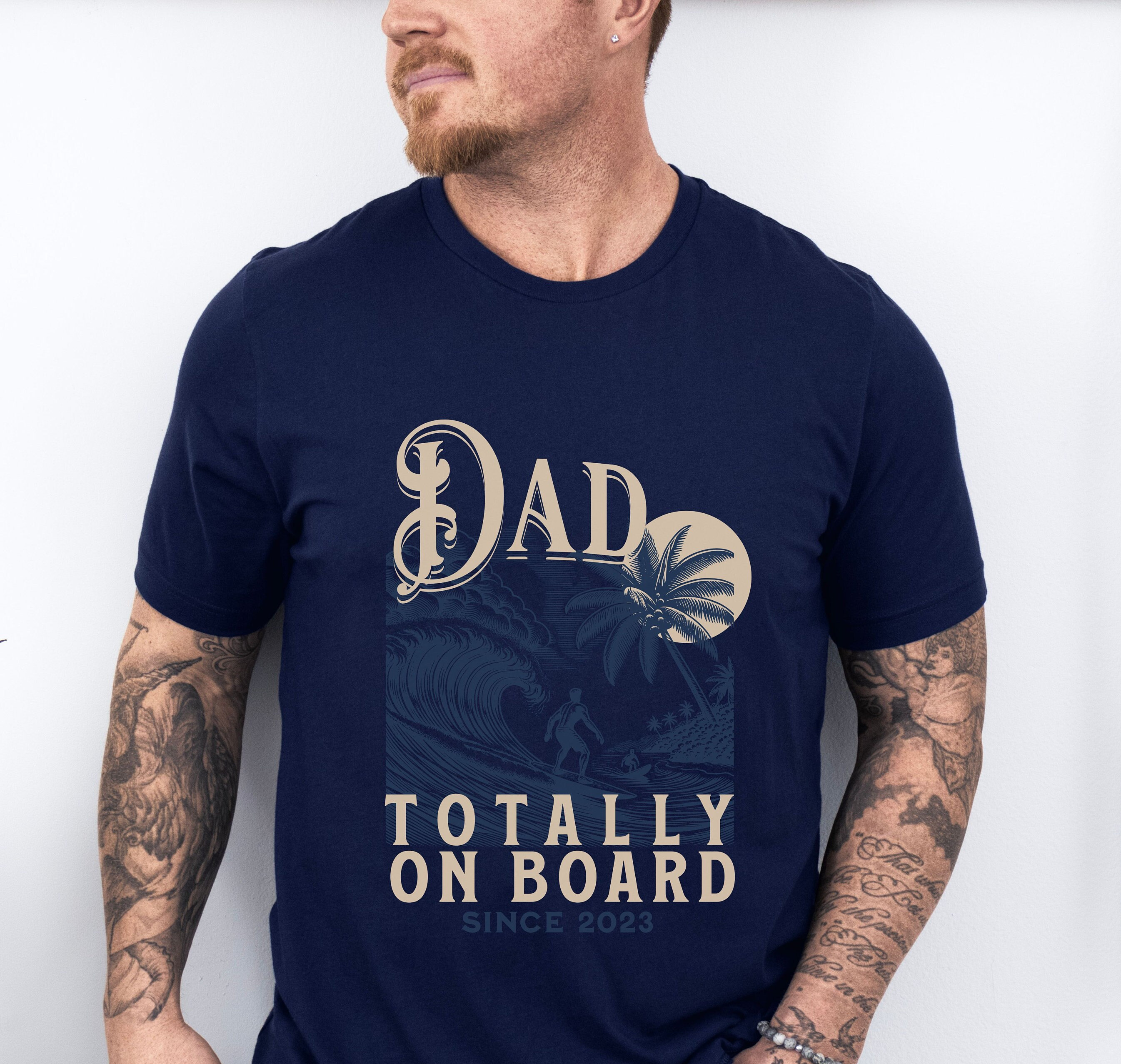 Personalised Dad Retro Surfer Beach Shirt, Dad Since, Surfer Dad ...