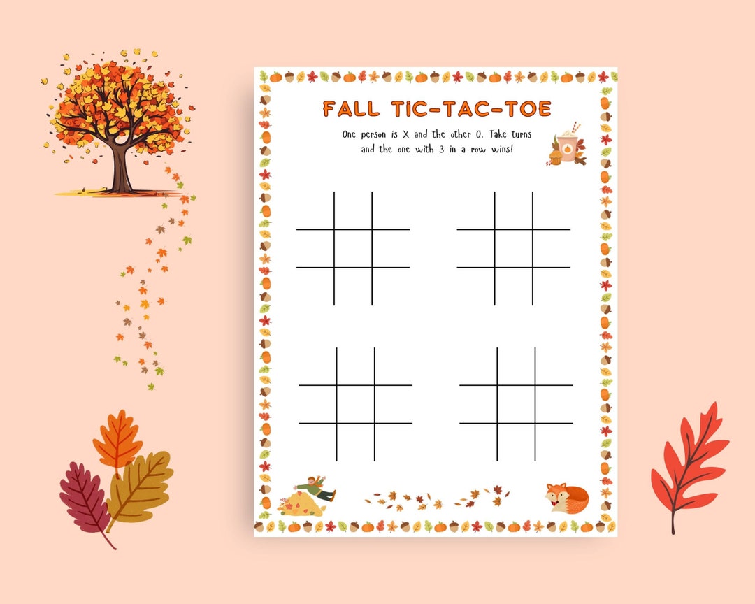 Fall Tic-tac-toe Game, Printable Fall Games, Autumn Games, Kids Games ...