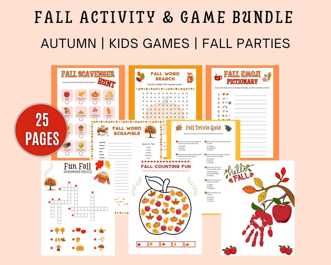Fall Games Bundle Printable, Fall Games, Autumn Games, Fall Activities ...