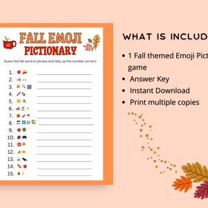 Fall Emoji Game, Fall Emoji Pictionary Game, Autumn Emoji Games, Kids ...