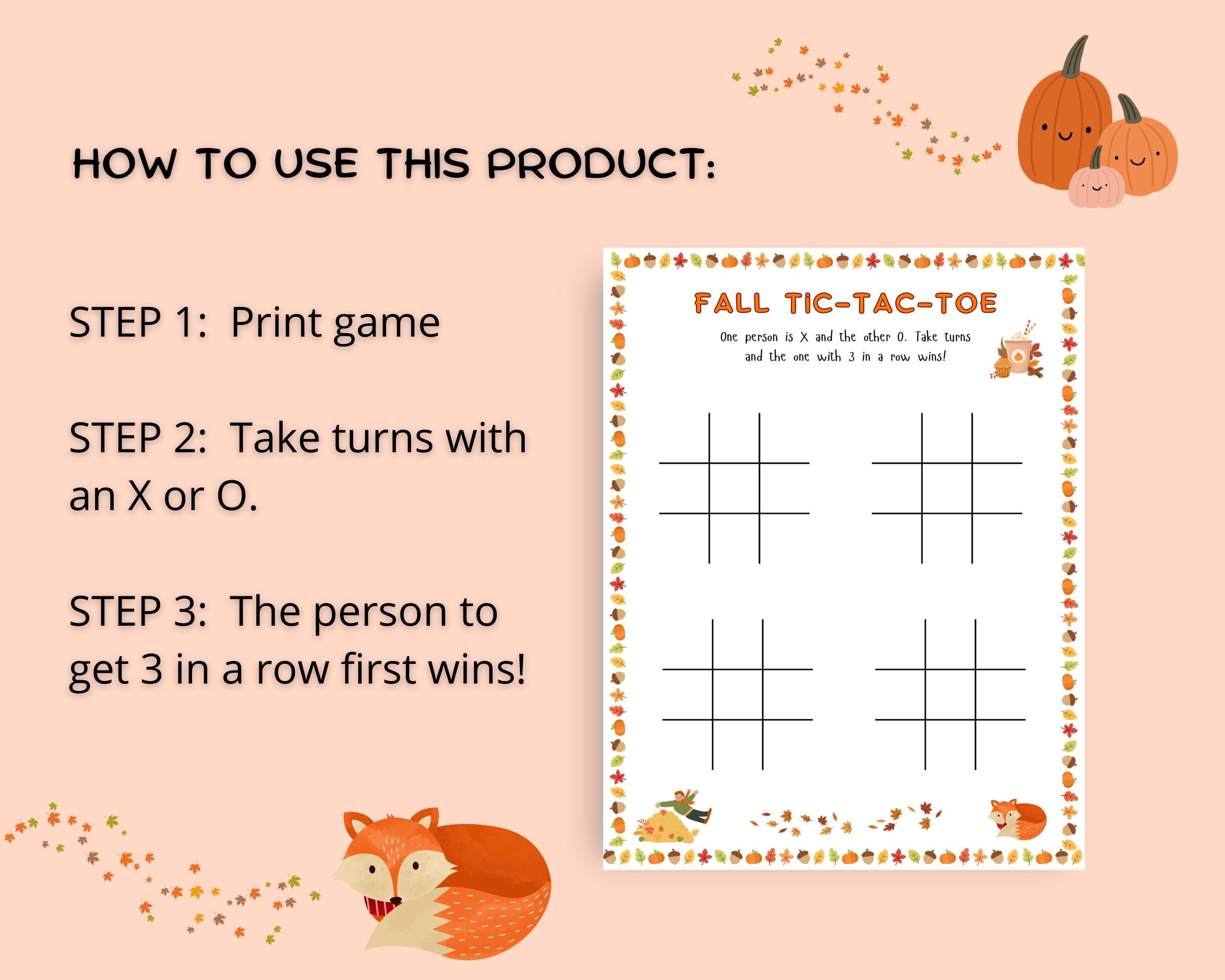 Fall Tic-tac-toe Game, Printable Fall Games, Autumn Games, Kids Games ...