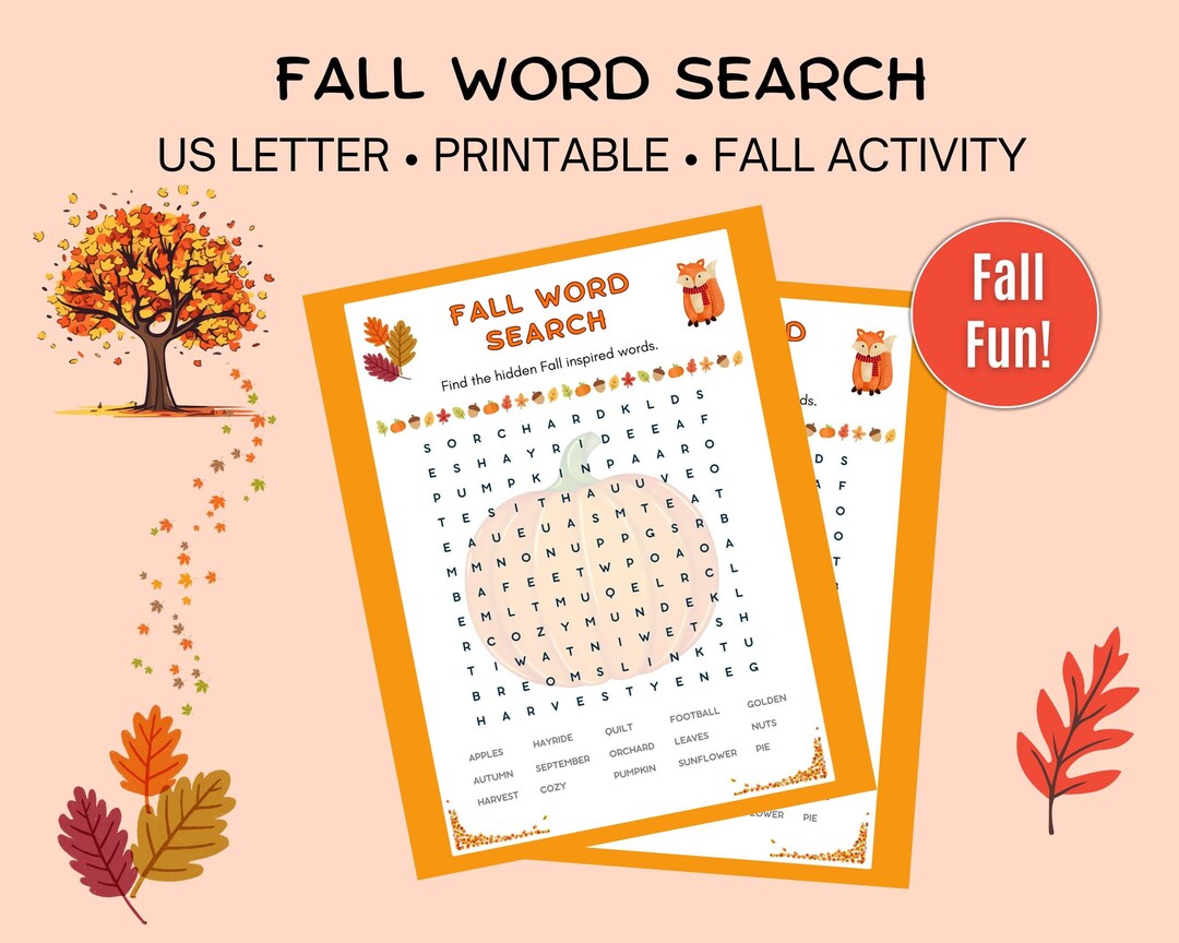 Fall Word Search Printable, Fall Games, Kids Games, Fall Games ...