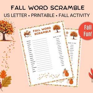 Fall Word Scramble Printable, Kids Fall Activity, Fall Activities, Kids ...