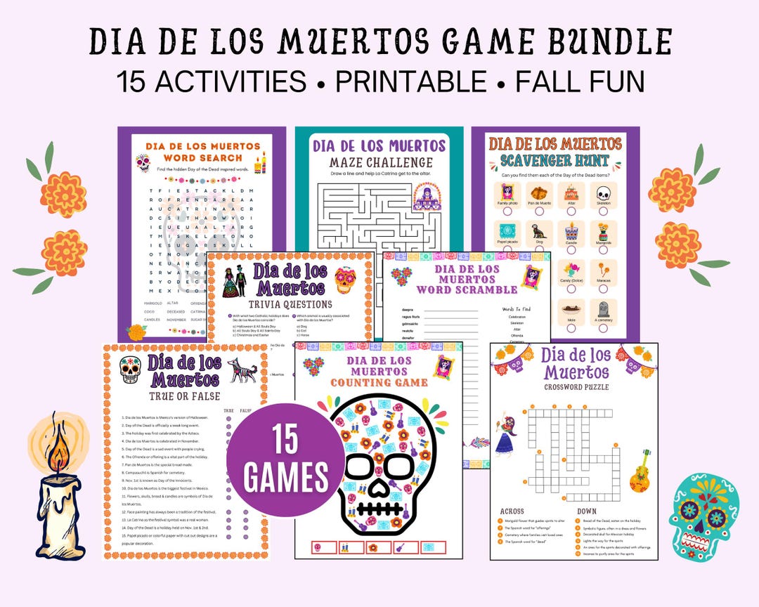Dia De Los Muertos Games Bundle Printable, Dia De Los Muertos Activity ...