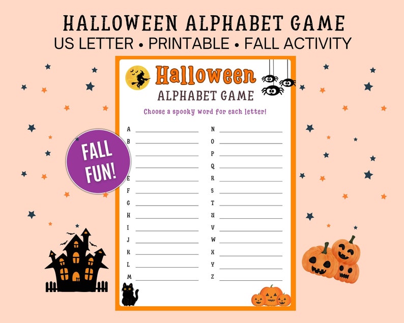 Halloween Alphabet Game Printable, Halloween Activities, Halloween ...