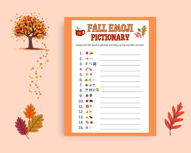 Fall Emoji Game, Fall Emoji Pictionary Game, Autumn Emoji Games, Kids ...
