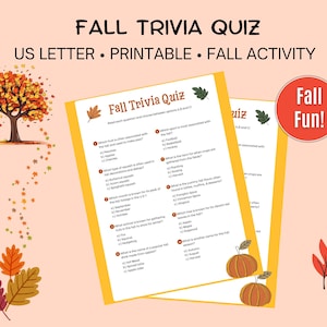 Fall Trivia Game Printable, Autumn Trivia, Kids Games, Printable Fall ...