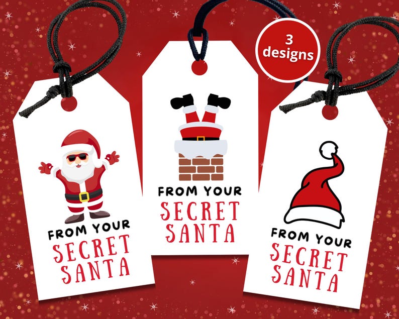 Secret Santa Gift Tags Printables, Secret Santa Tag, Christmas Secret ...
