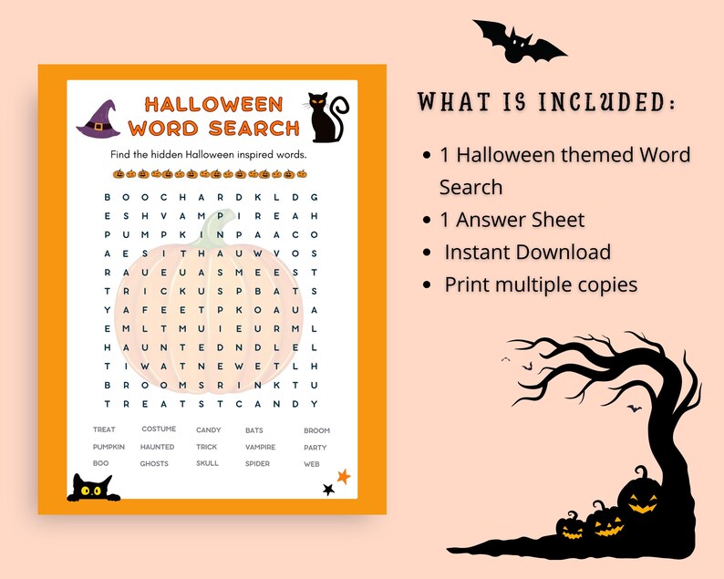 Halloween Word Search Printable, Halloween Activities, Halloween Games ...