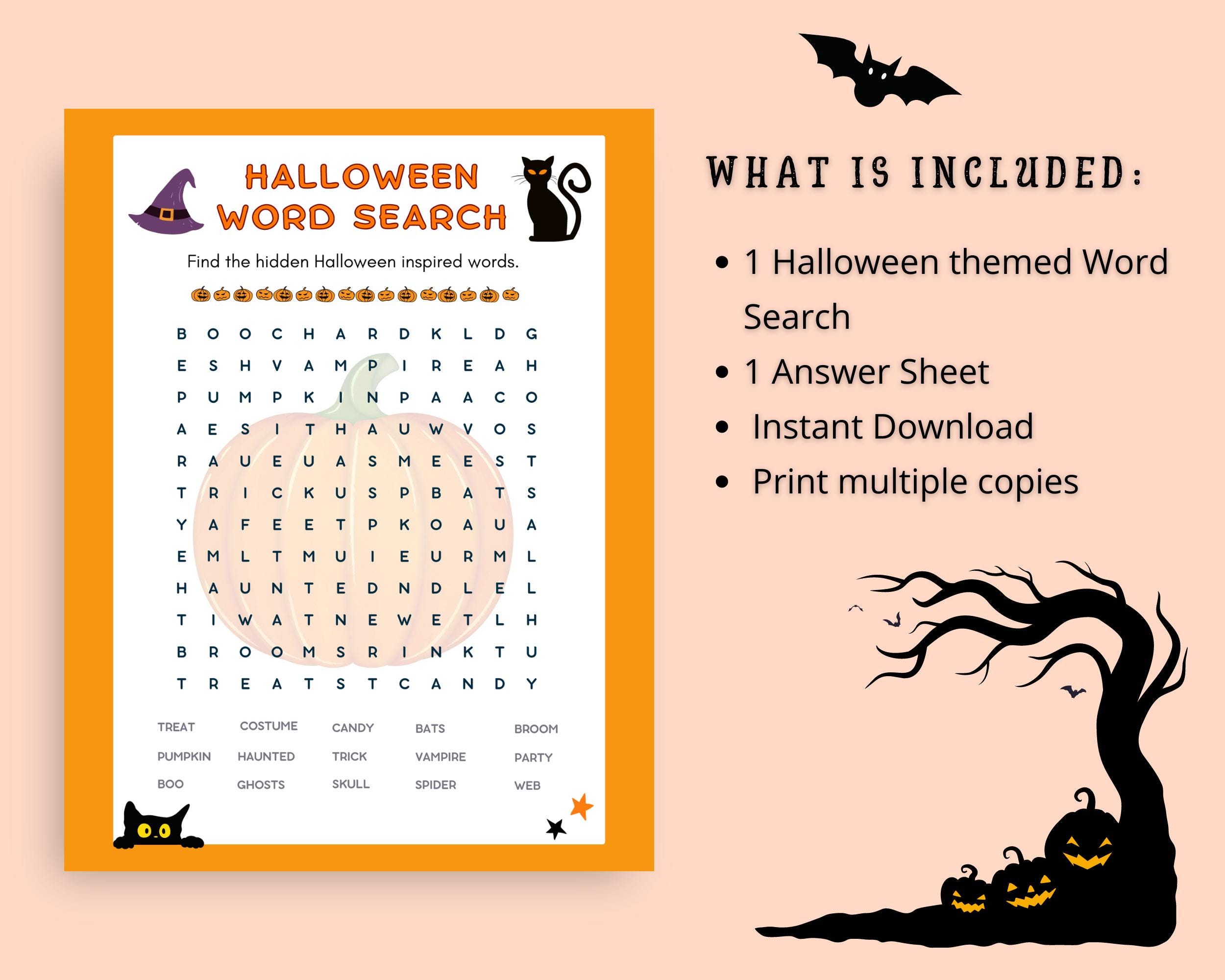 Halloween Word Search Printable, Halloween Activities, Halloween Games ...