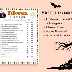 Halloween True or False Game Printable, Halloween Activities, Halloween ...