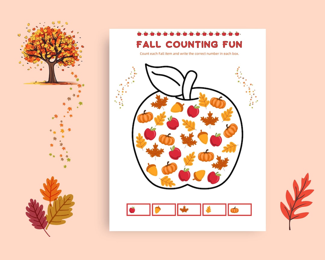 Fall Counting Game Printable, Fall Activity, Fall Games, Autumn Games ...