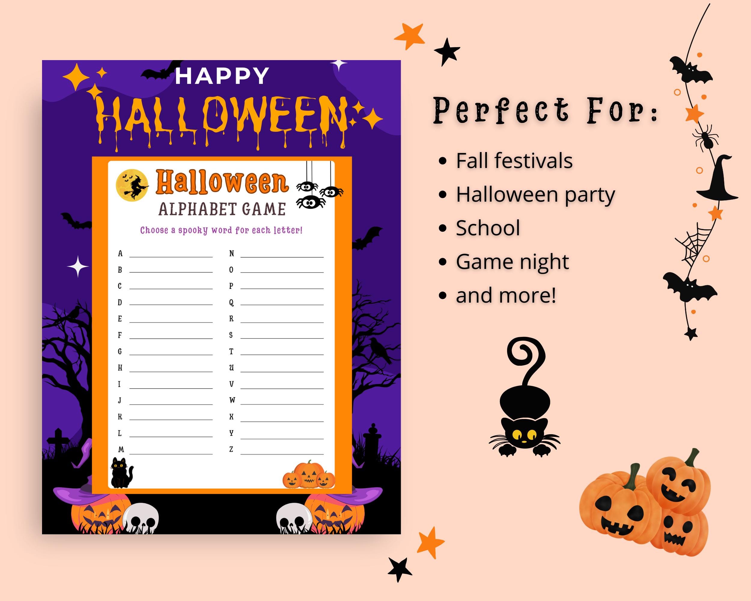 Halloween Alphabet Game Printable, Halloween Activities, Halloween ...