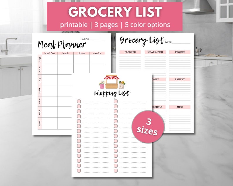 Grocery List Printable, Grocery List Planner, Grocery List Template ...
