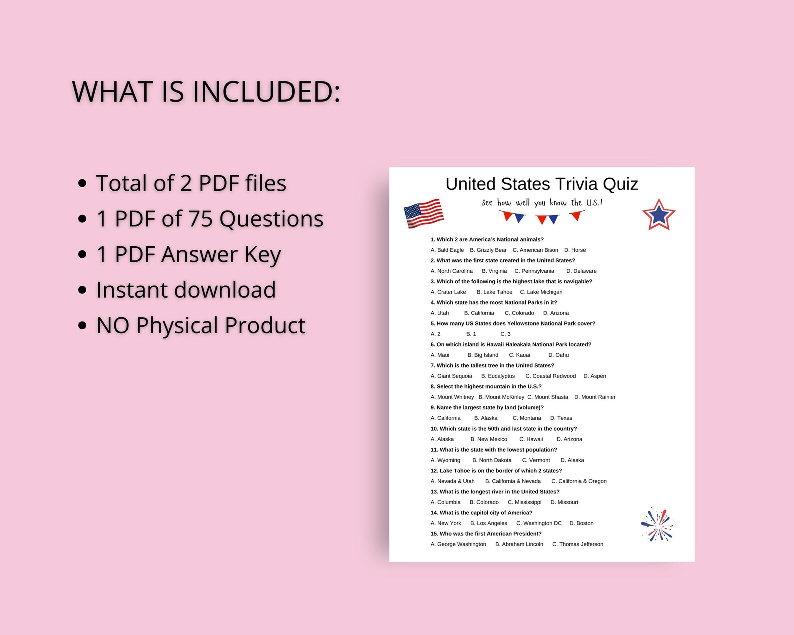 75 United States Trivia Questions, Trivia Games, American Trivia ...