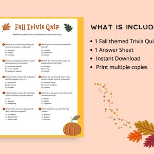 Fall Trivia Game Printable, Autumn Trivia, Kids Games, Printable Fall ...