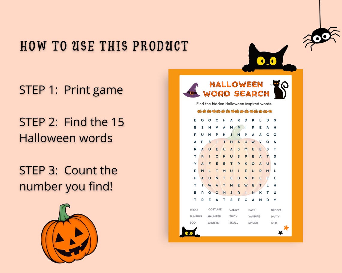 Halloween Word Search Printable, Halloween Activities, Halloween Games ...